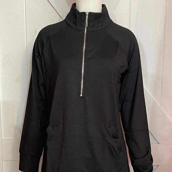 Lulu-B | Tops | Lulub Black Half Zip Kangaroo Pocket Long Sleeve ...